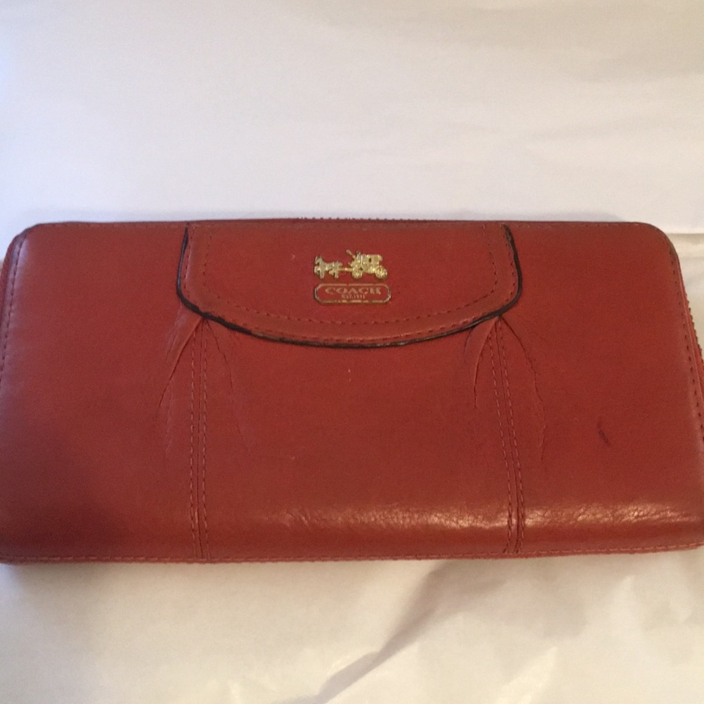 Coach Wallet Orange All Leather - Gem